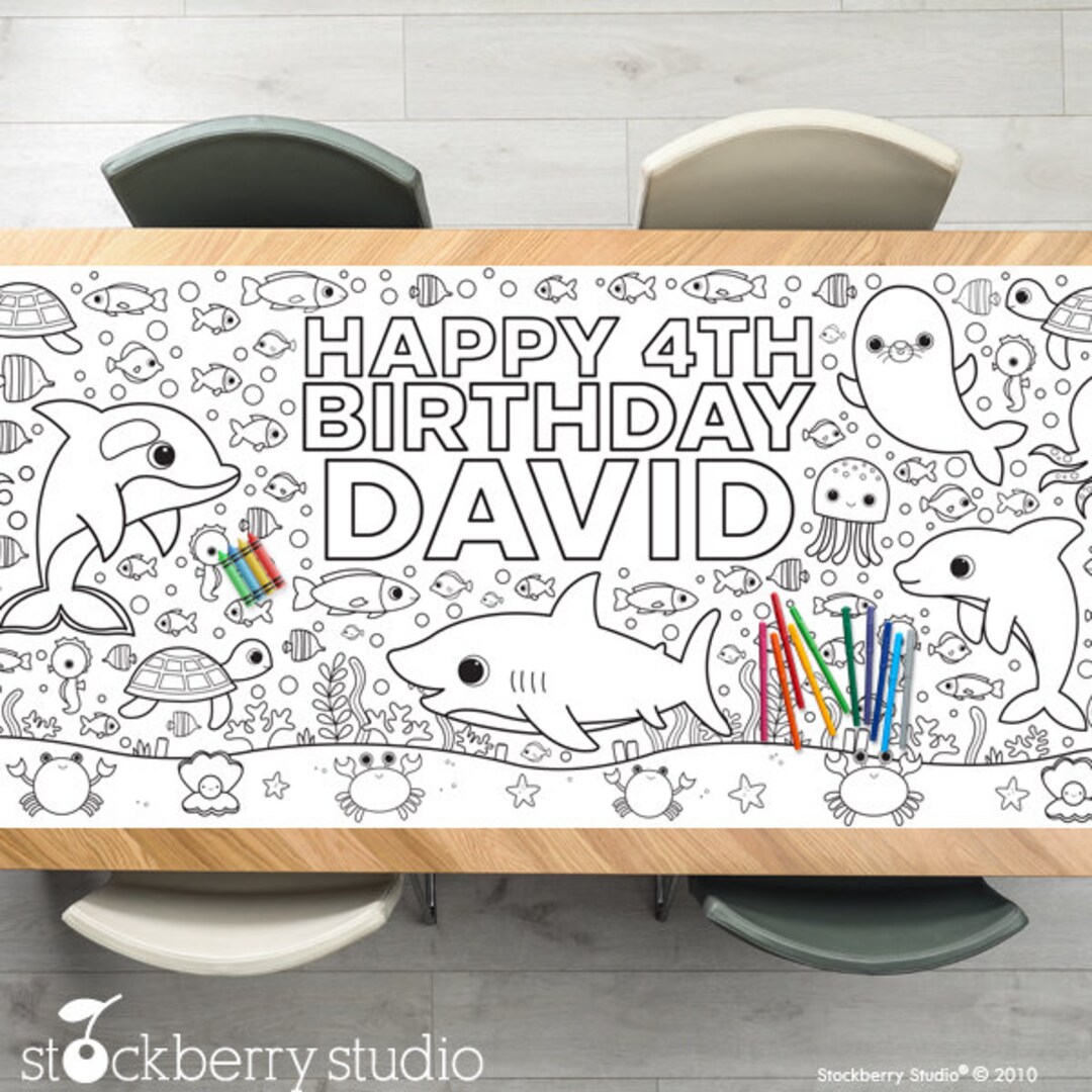 Under the Sea Coloring Tablecloth Birthday Party Decorations Kids Games ...