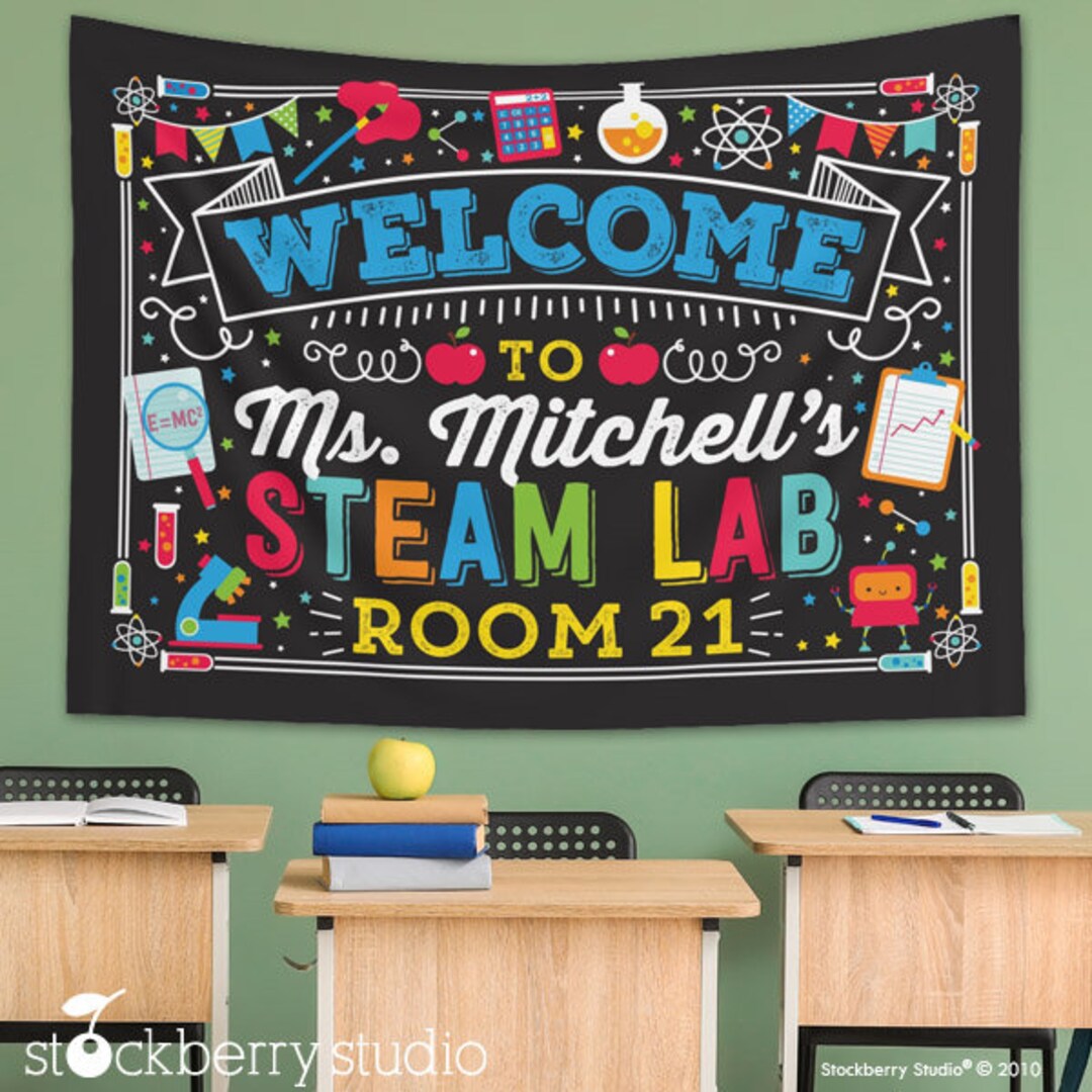 Steam Lab Classroom Tapestry Personalized Welcome Stem Lab Classroom ...