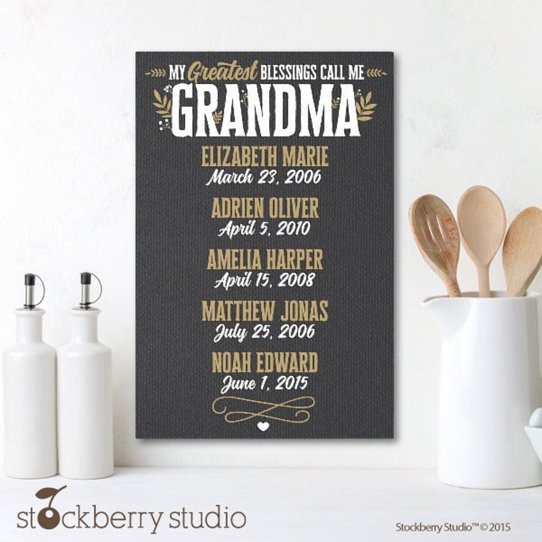 Grandma Gift Personalized Grandma Sign With Names Grandchildren Sign ...