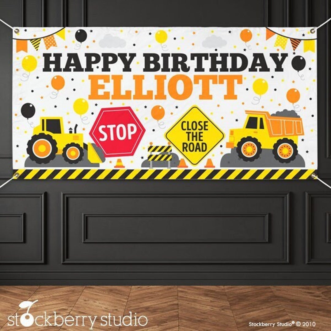 Construction Birthday Vinyl Banner Personalized Dump Truck Birthday ...