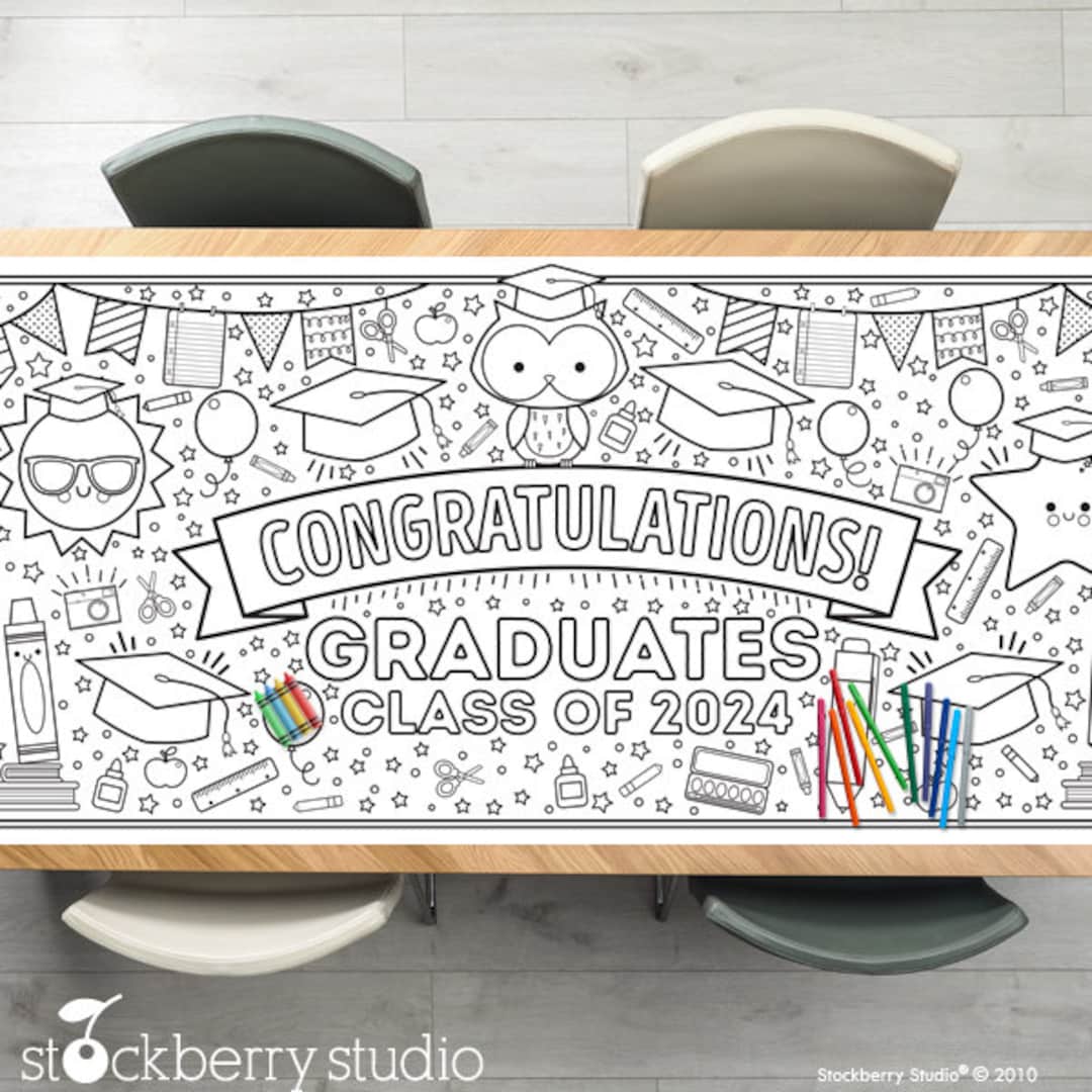 Graduation Coloring Tablecloth Decorations Preschool Prek Kindergarten ...