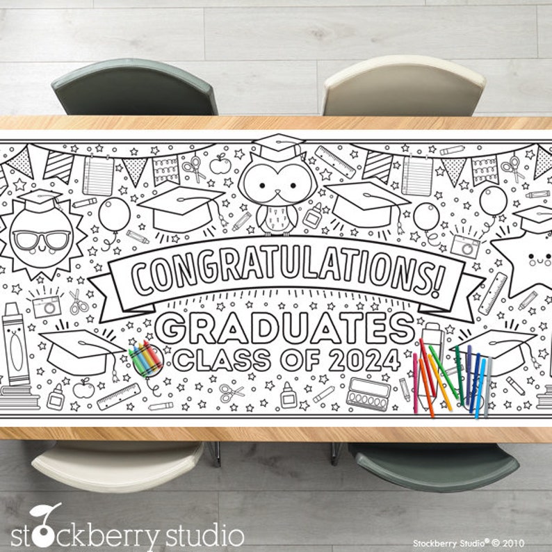 Graduation Coloring Tablecloth Decorations Preschool Prek Kindergarten ...