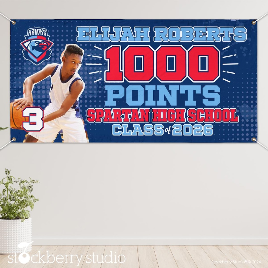 Basketball 1,000 Points Photo Vinyl Banner Personalized 1000 Points ...
