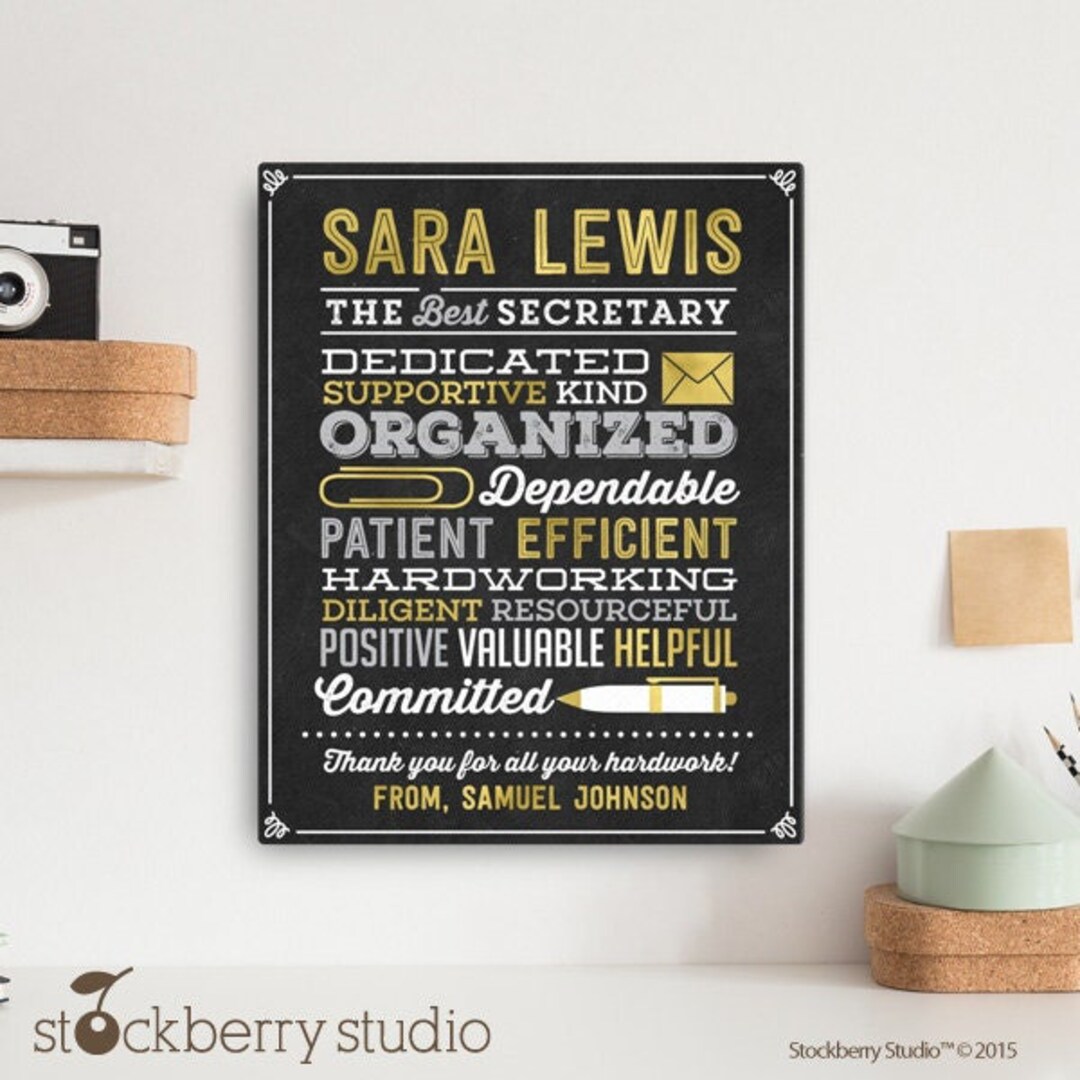 Secretary Gift Wall Art Office Decor Coworker Secretary Appreciation ...
