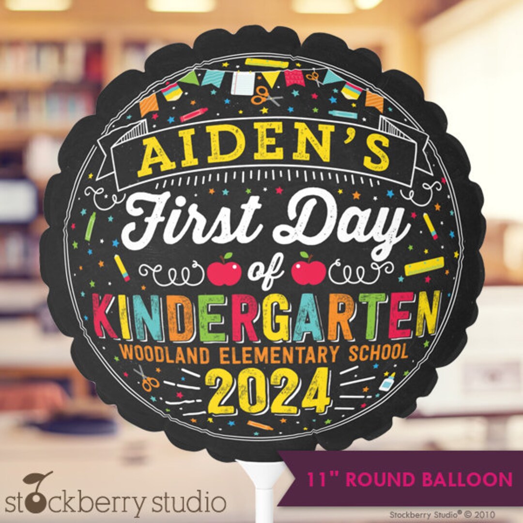 First Day of School Balloon Personalized Kindergarten Preschool 1st ...