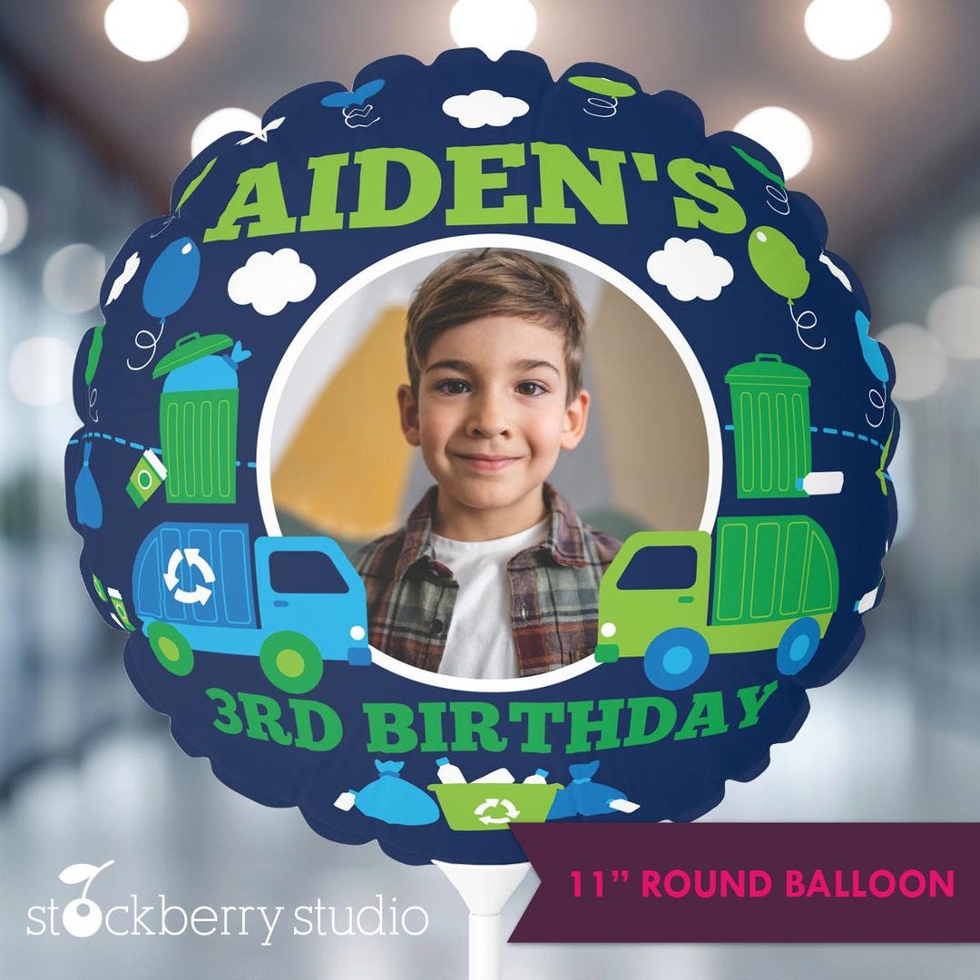 Garbage Truck Birthday Balloon Gift Personalized Recycle Truck Photo ...