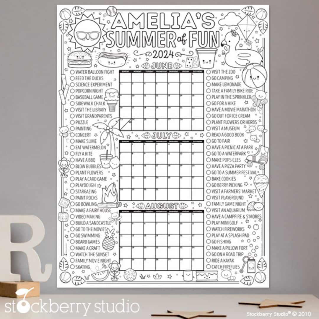 Summer Countdown Poster 2024 Print Summer Bucket List Summer Kids ...