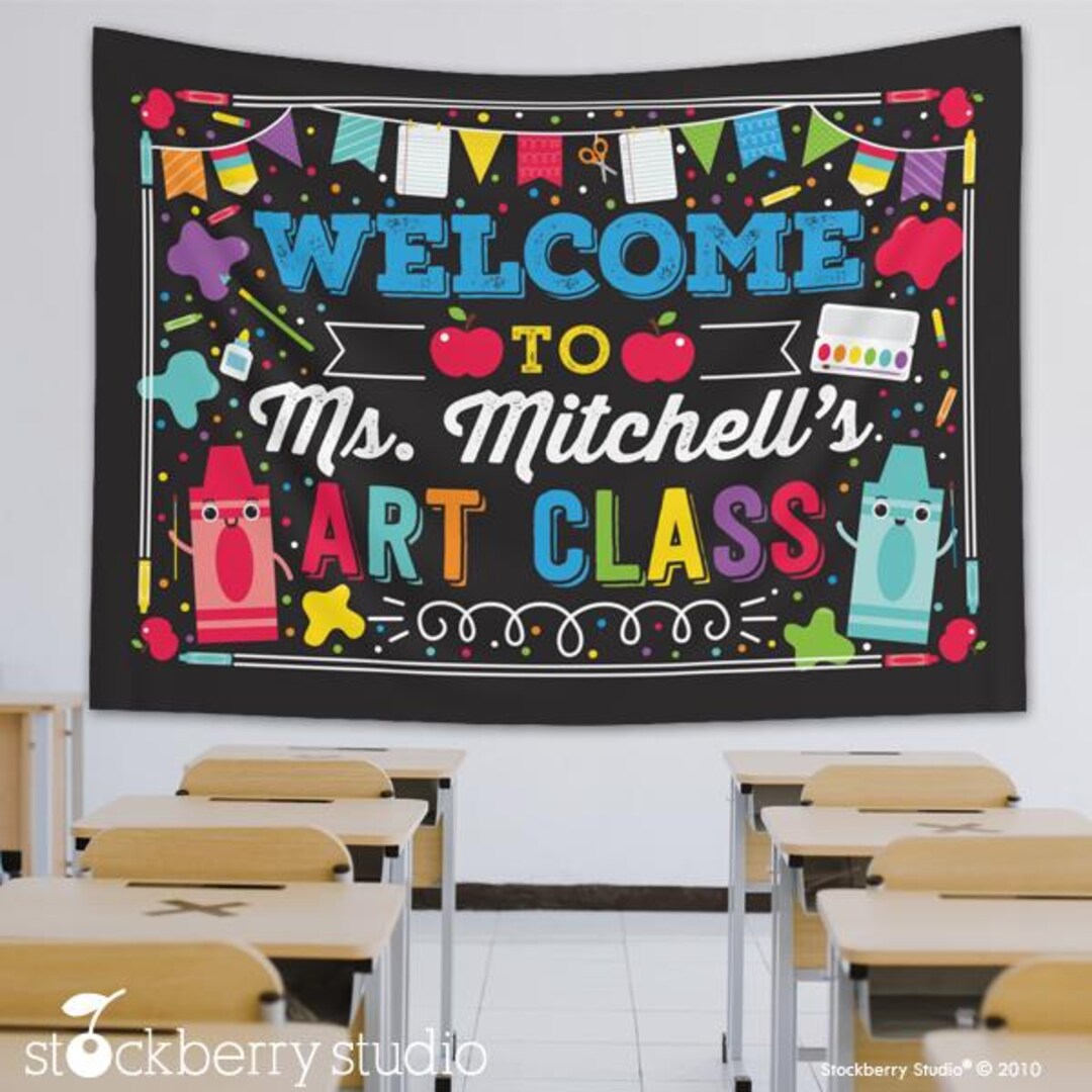 Art Classroom Tapestry Personalized Welcome to Art Class Teacher ...