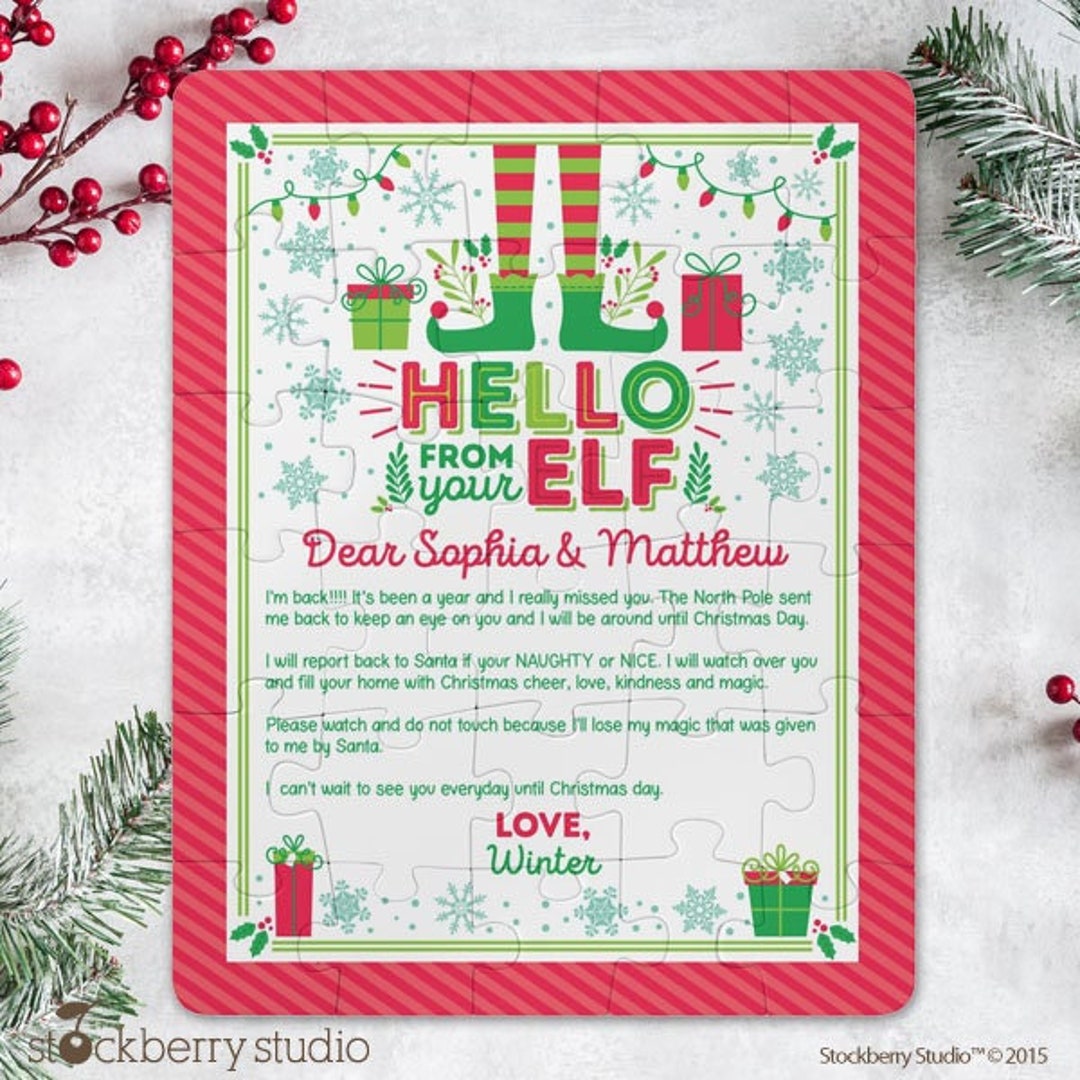 Elf Arrival Puzzle Fun Holiday Note for Kids Arriving Christmas Welcome ...