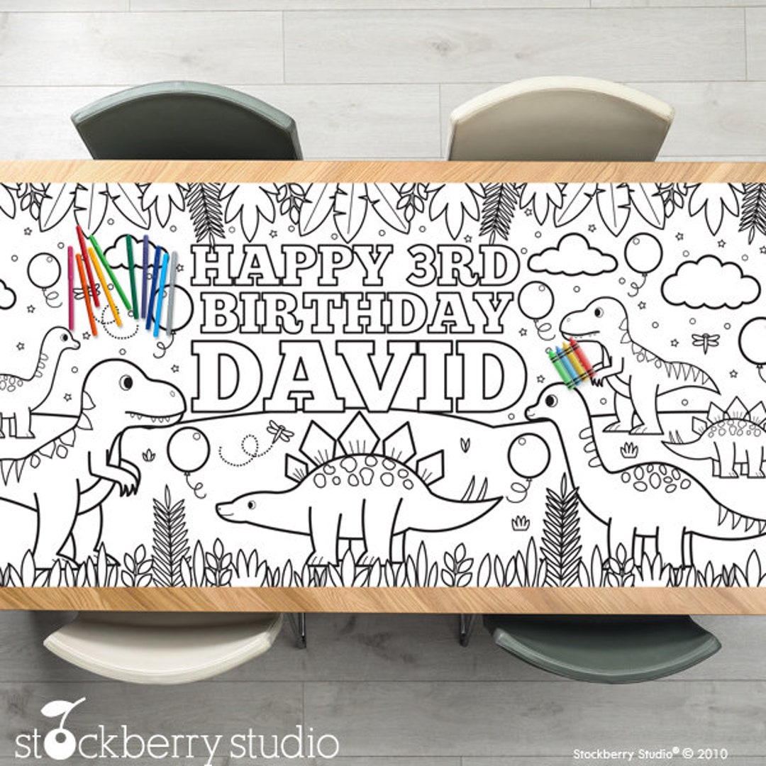 Dinosaur Coloring Tablecloth Birthday Party Decorations T-rex Party ...