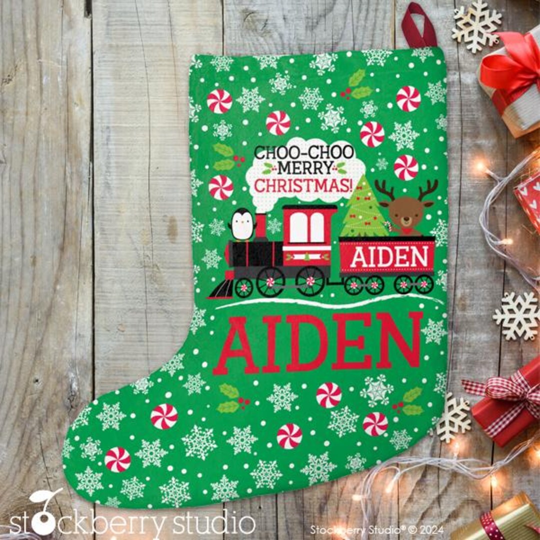 Christmas Train Stocking Personalized With Name Boy Stocking Custom ...