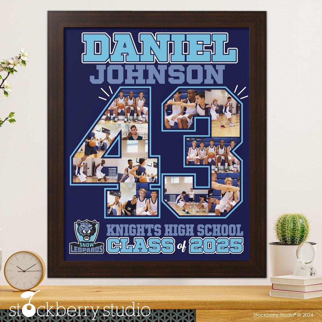 Basketball Player Number Photo Collage Frame Personalized Senior Night ...