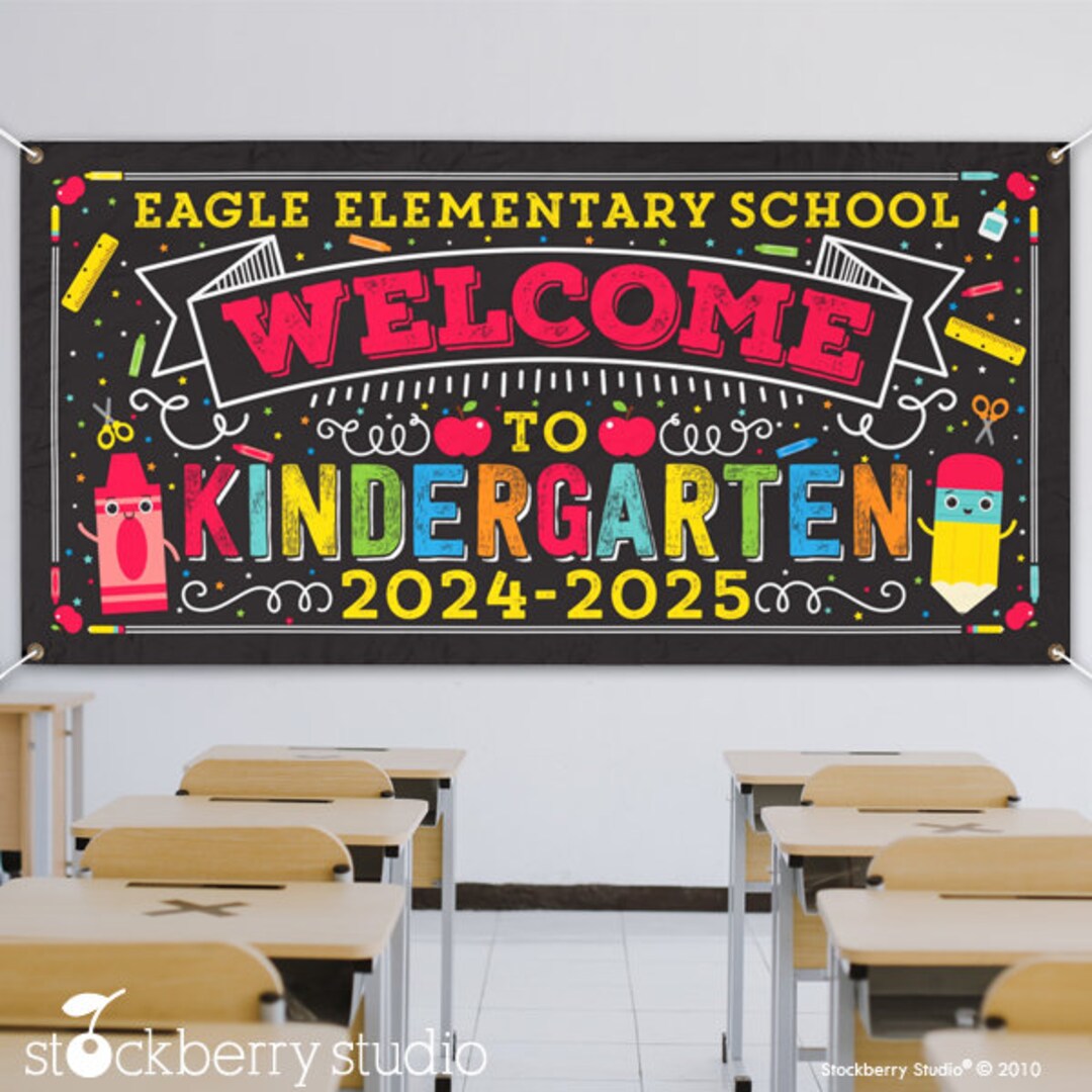 Welcome to Kindergarten Vinyl Banner Personalized Custom Back to School ...