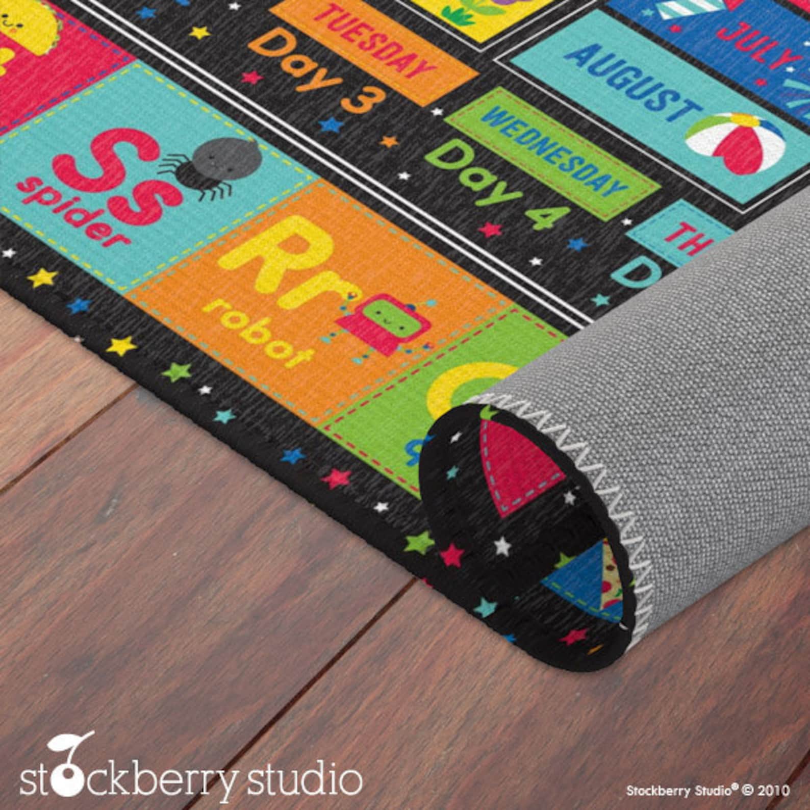 Alphabet Classroom Area Rug Kids Seasons Weather Days of the Week ABC ...