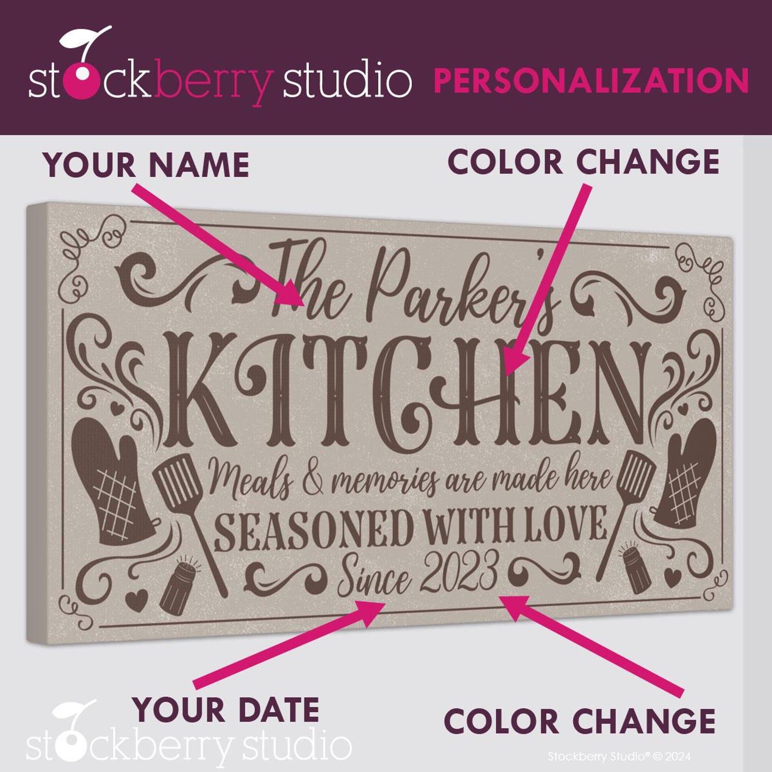 Personalized Kitchen Wall Sign Custom Farmhouse Kitchen Room Decor ...