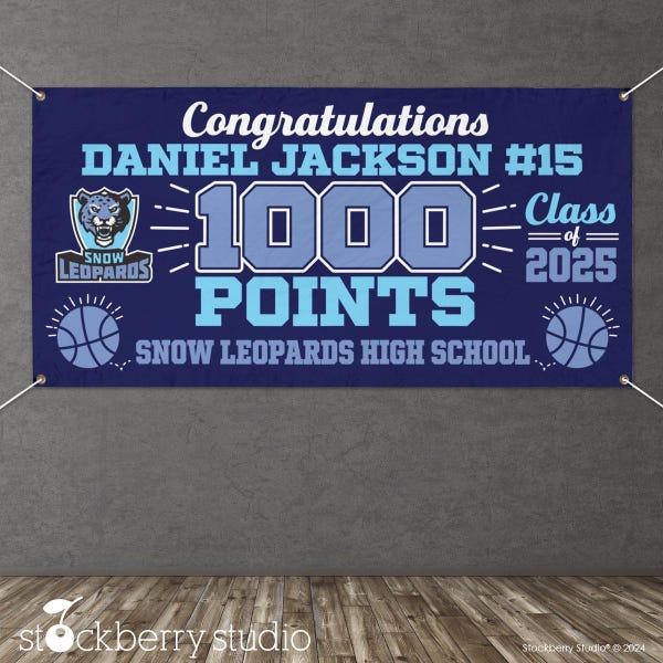 Basketball 1000 Points Banner - Etsy