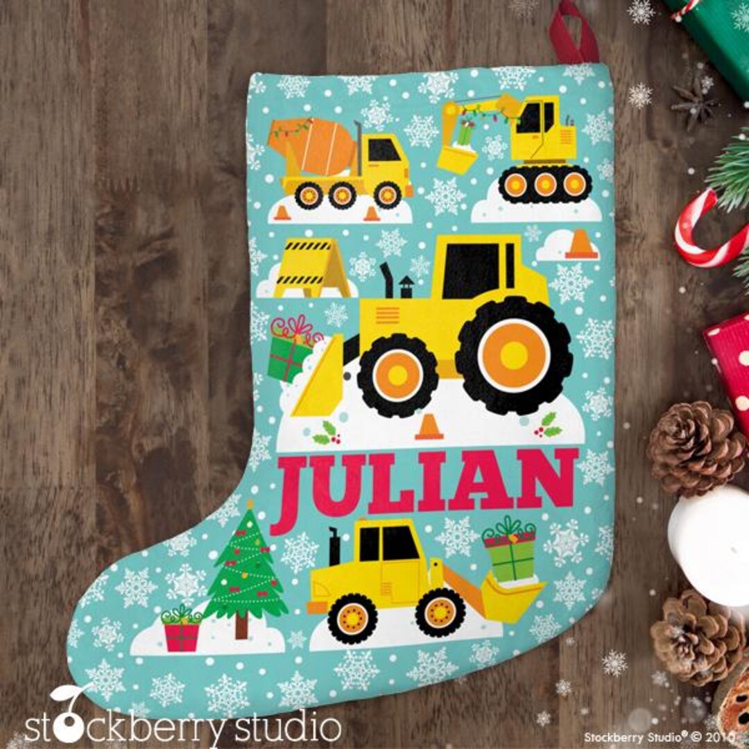 Construction Stocking Personalized With Name Boy Dump Truck Stocking ...