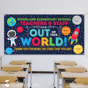 Space Theme Teacher Appreciation Week Vinyl Banner Personalized Out of ...