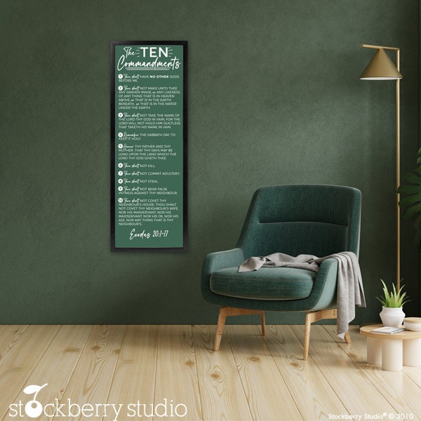 The Ten Commandments Sign Christian Wall Art Bible Verse Inspirational ...