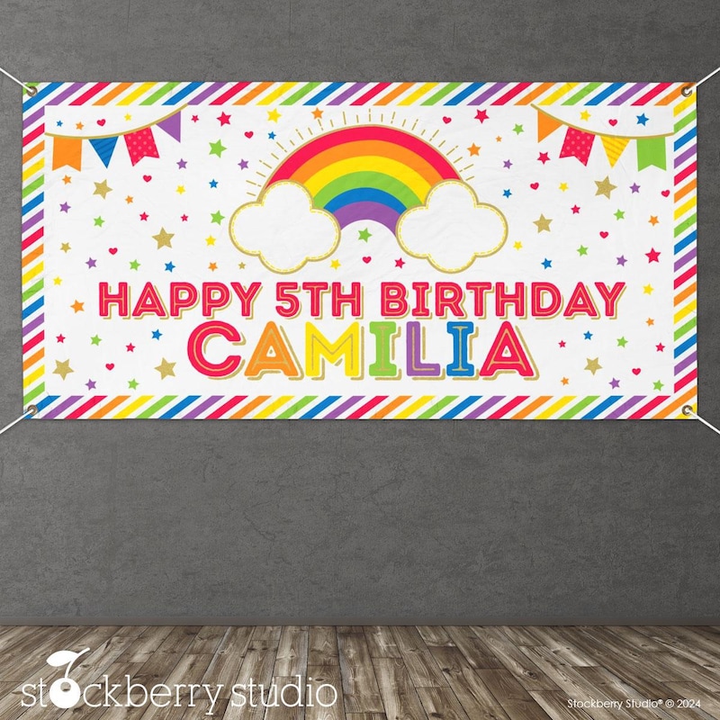 Rainbow Birthday Banner - Etsy