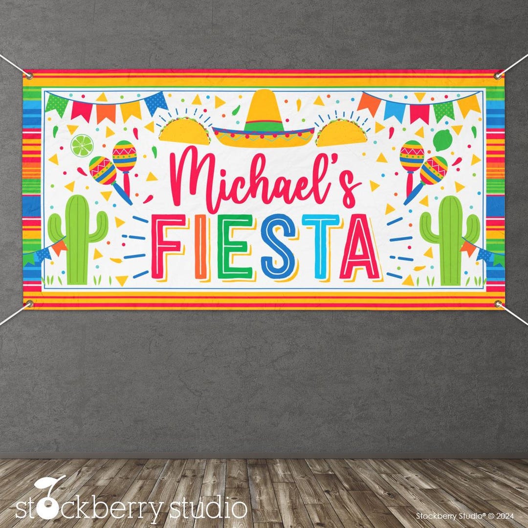 Fiesta Banner Personalized Mexican Time Two Fiesta Birthday Sign Taco ...