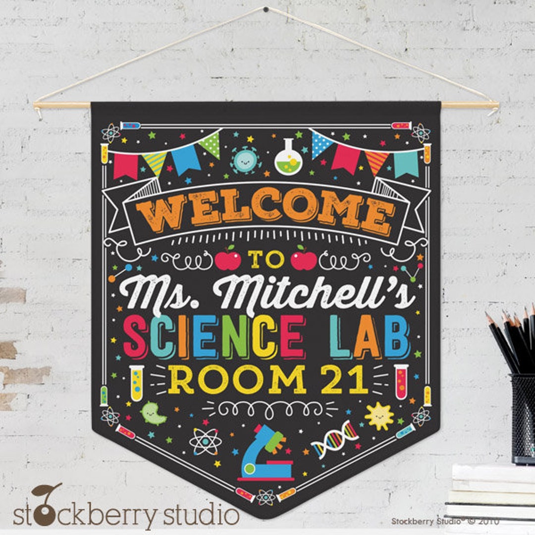 Science Lab Classroom Pennant Personalized Science Welcome Decoration ...