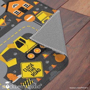 Construction Area Rug Kids Road Play Mat Boy Decor Gift Toddler Dump ...