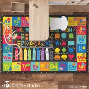 Teacher Classroom Rug Kids Shapes Numbers ABC Color Playroom Area Rug ...