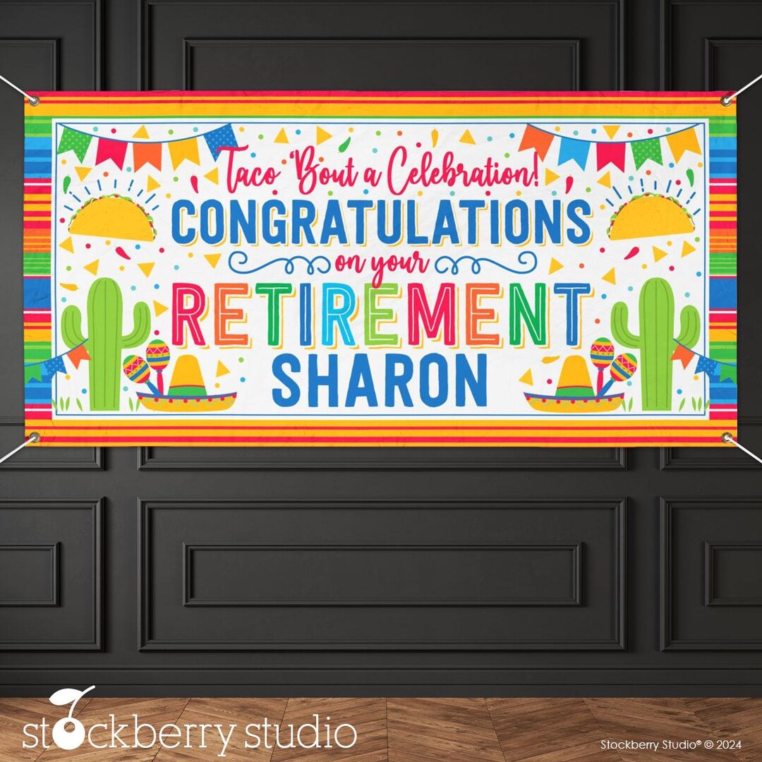 Fiesta Retirement Banner Personalized Mexican Retirement Sign Her Him ...