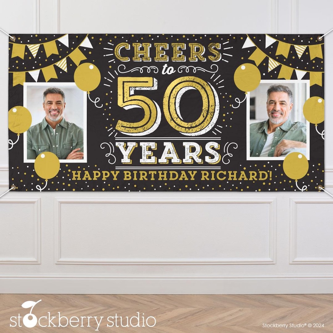 Cheers to 50 Years Birthday Banner Personalized 50th Birthday Men Women ...