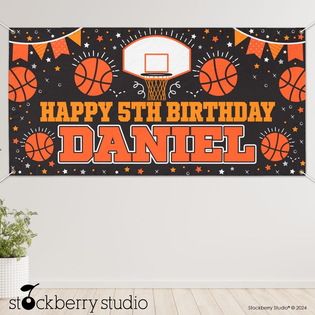 Basketball Birthday Party Vinyl Banner Personalized Boys Banner ...