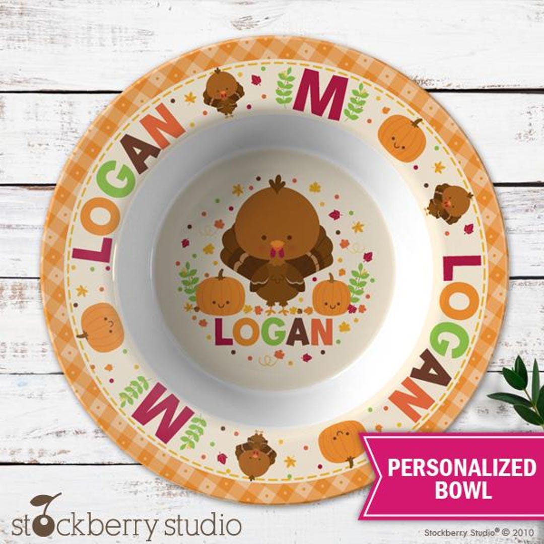 Thanksgiving Turkey Bowl Personalized Gift Kids Cereal Bowl Custom ...