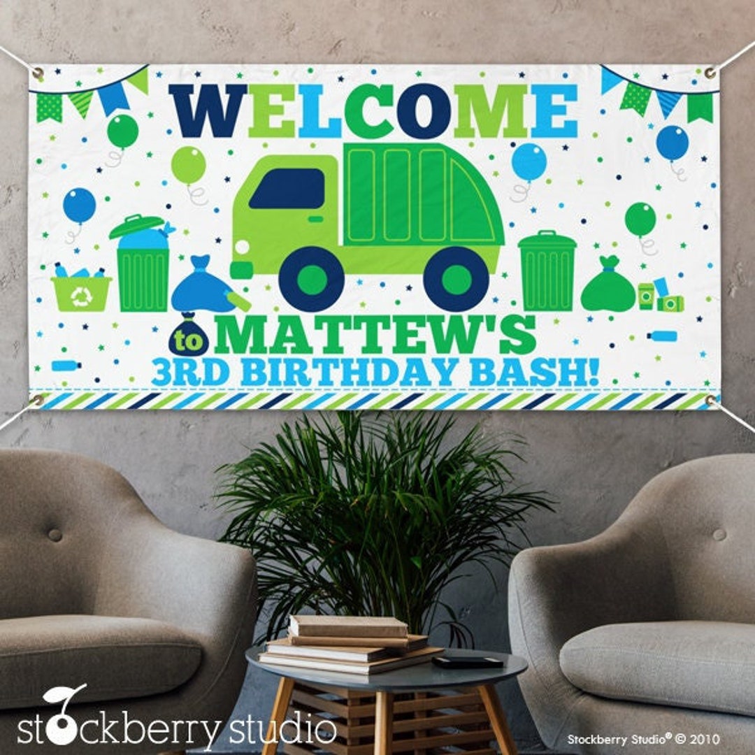 Garbage Truck Birthday Decorations Garbage Truck Birthday Vinyl Banner ...