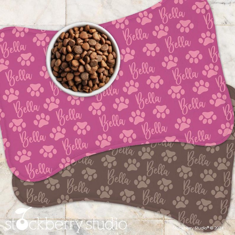Pet Food Mat Personalized Name Dog Mat Custom Printed Mat for Pet ...