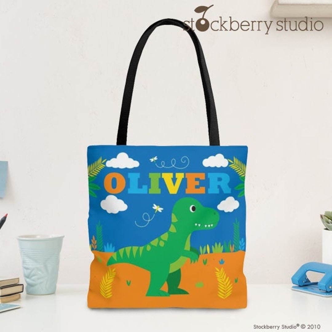 Dinosaur Tote Bag Personalized Gift With Name T-rex Tyrannosaurus Rex ...