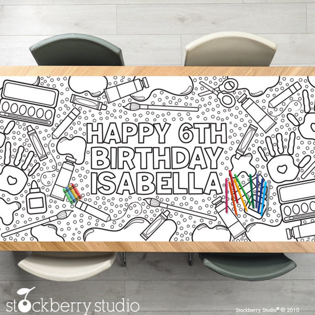 Art Party Coloring Tablecloth Paint Birthday Decoration Painting Craft ...
