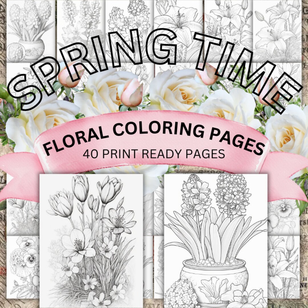 Adult Coloring Book, Adult Coloring Pages, Spring Flowers, Easter ...