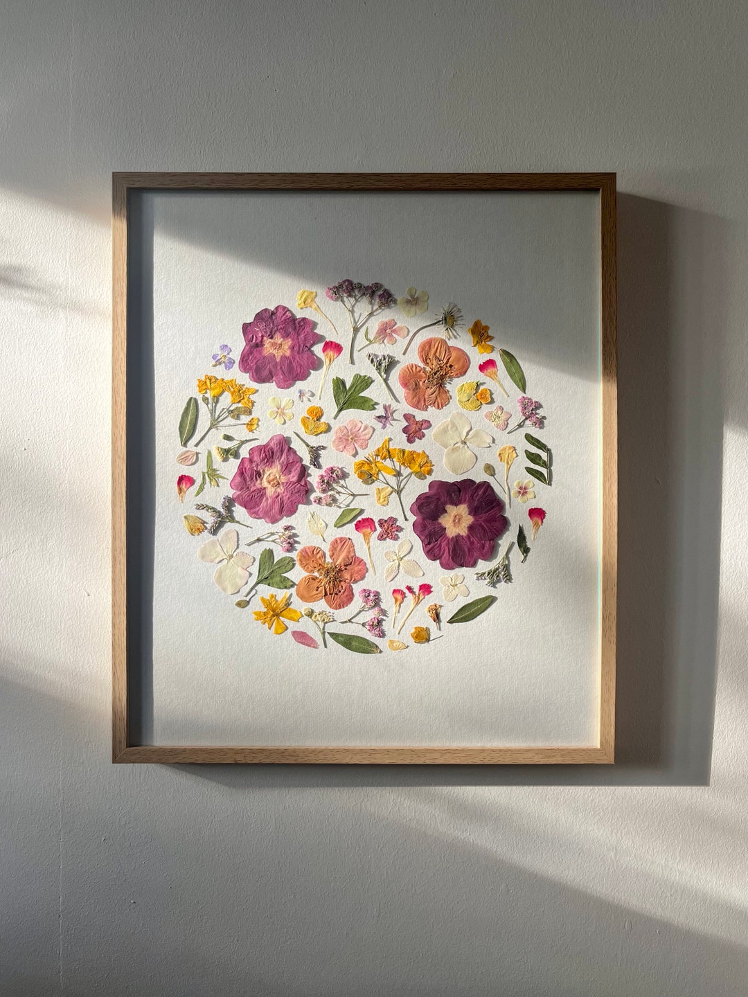 Pressed Flower Art, Oak Frame. - Etsy