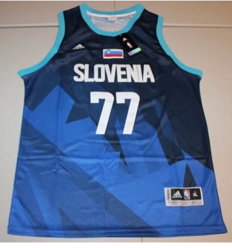 Slovenia National Basketball Team Luka Doncic 77 Jersey XL Black Blue ...