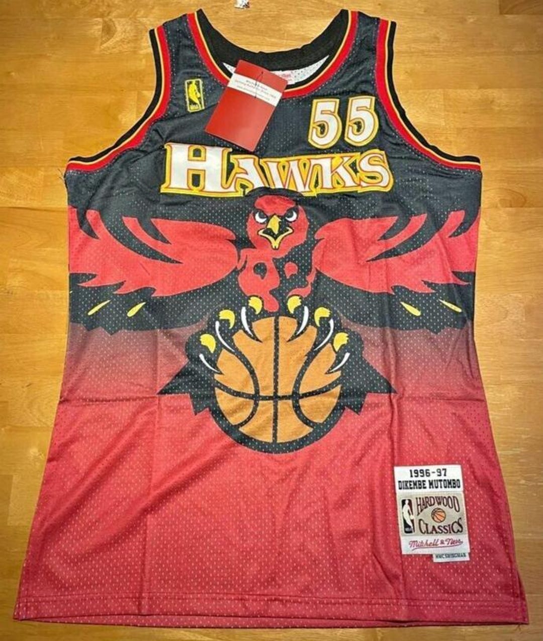 NBA Atlanta Hawks Dikembe Mutombo #55 Jersey Large 1995-96 Mitchell ...