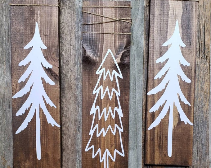Rustic Tree Signs, Tree Signs, Rustic Wall Decor, Set of Three, Rustic ...