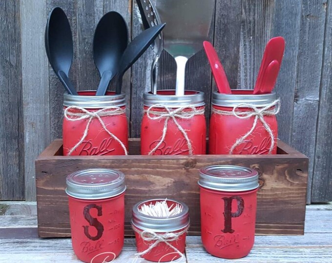 Planter Box Mason Jar Kitchen Set - Etsy