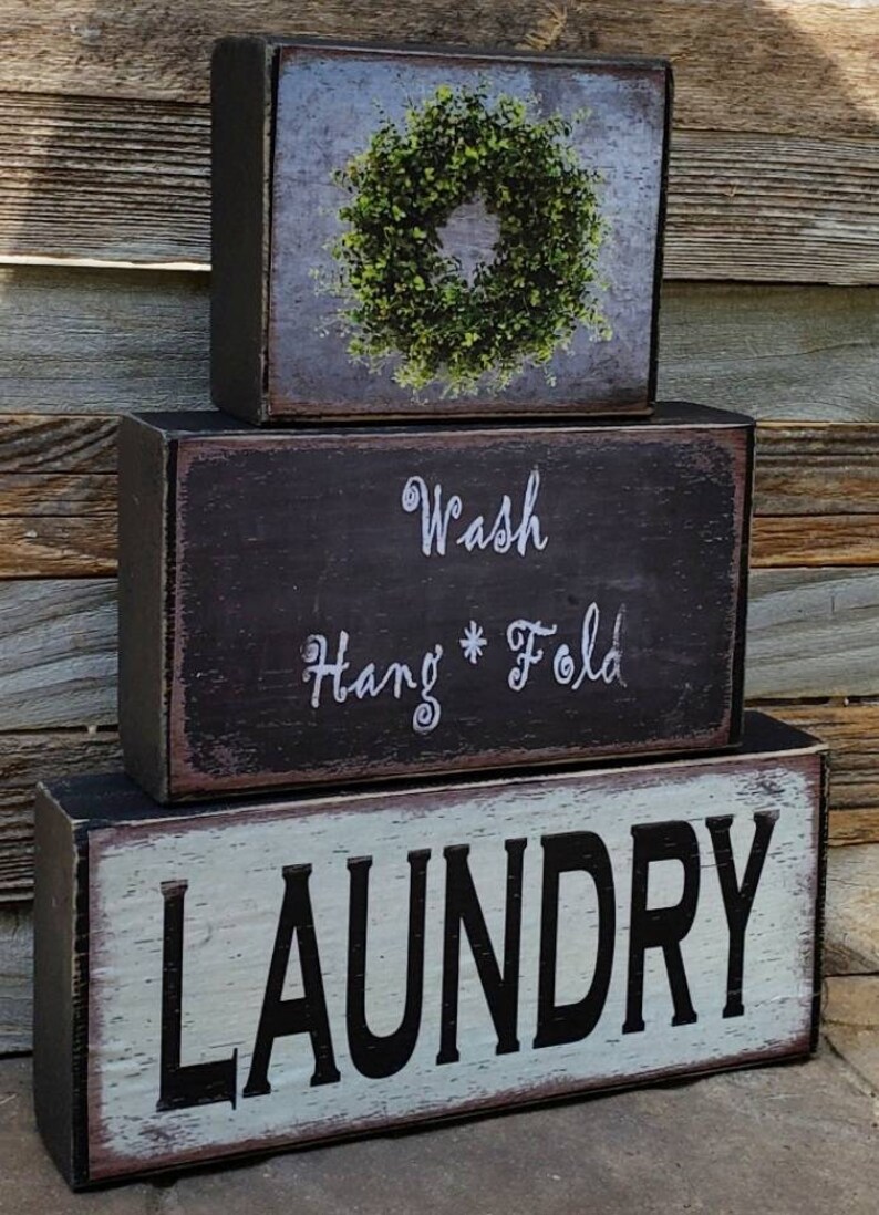 Rustic Wood Laundry Wash Stack & Fold Stackable or Hangable - Etsy