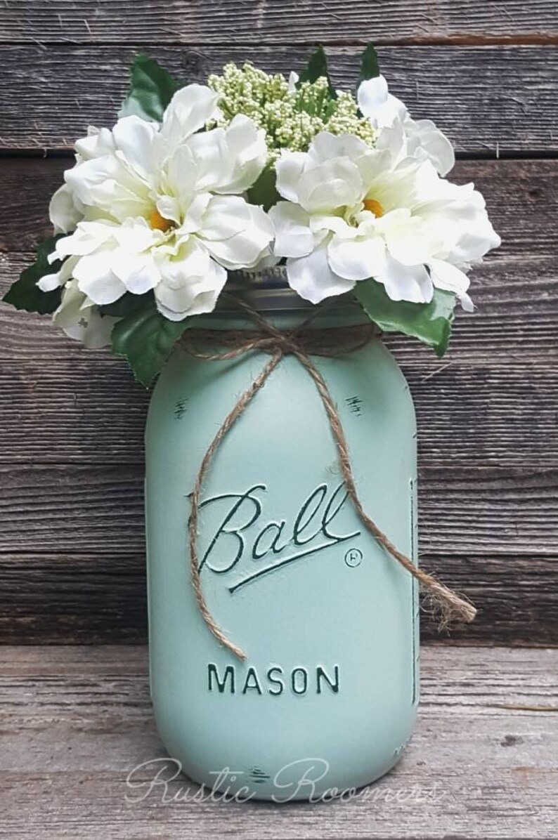 Rustic Decor Painted Mason Jars Mason Jar Sets Shabby - Etsy