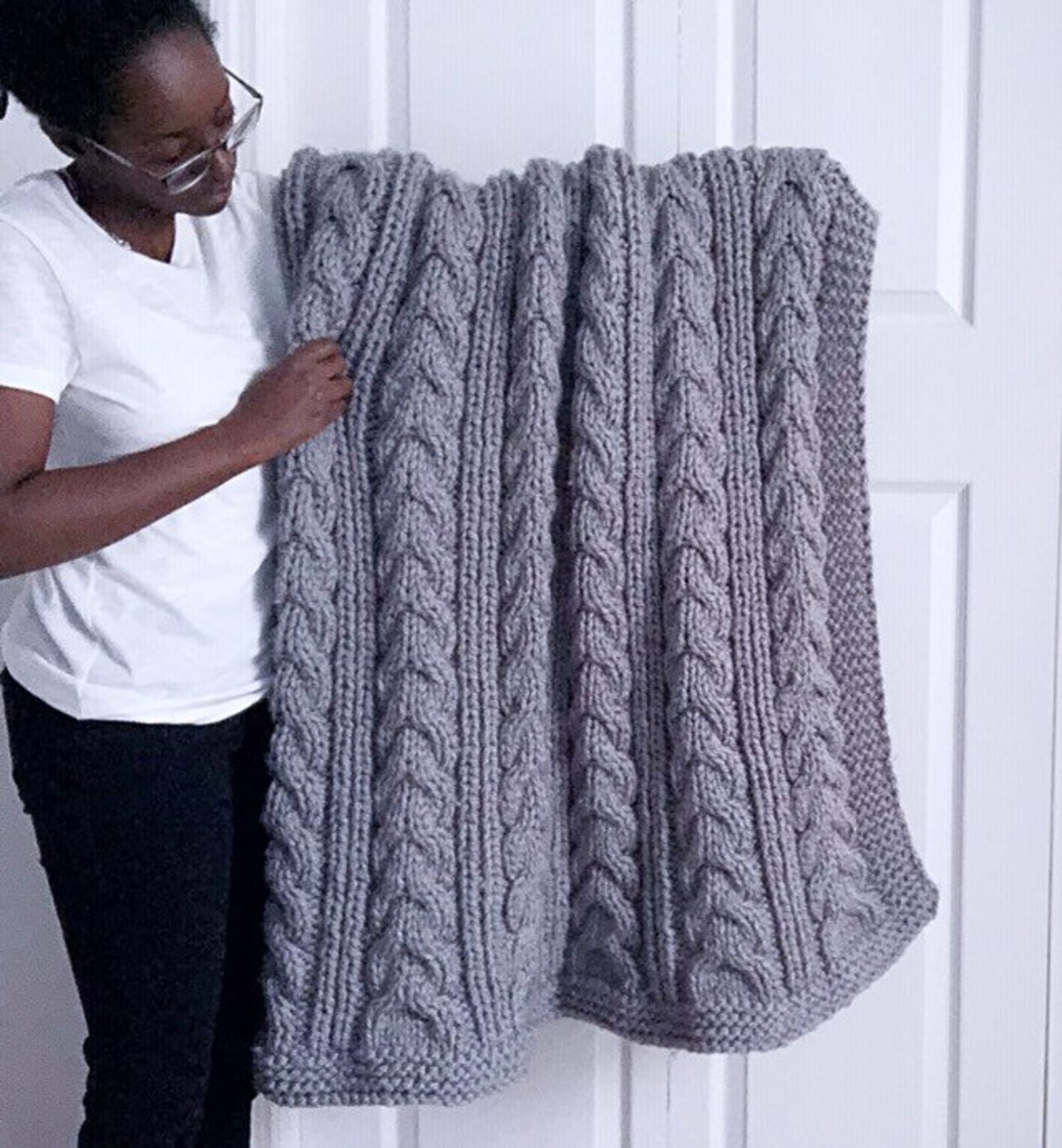 Knit Blanket // Knitted Blanket // Knit Pattern // Blanket - Etsy