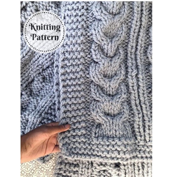 Knit Blanket // Knitted Blanket // Knit Pattern // Blanket | Etsy