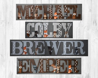 Custom Painted Woodland Letters Forest Creatures - Etsy