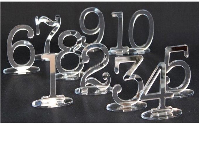 10cm MIRROR Table Number SETS With Base, Wedding, Engagement, Party ...
