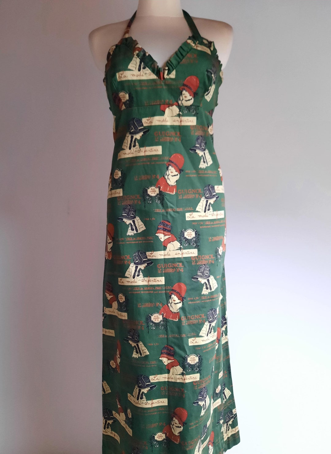 Polly Peck by Sybil Zelker Vintage 1960s 1970s Green Novelty Print ...