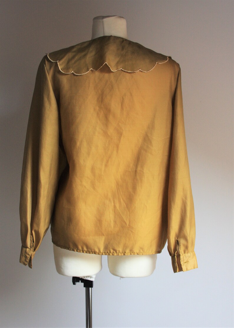 Vintage 1980s Gold Embroidered Collar Secretary Blouse Size 40 - Etsy